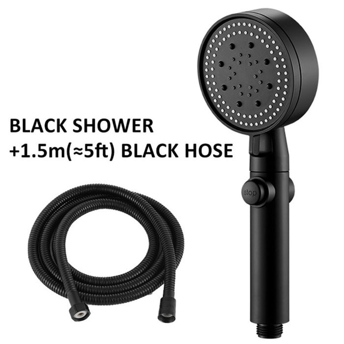 Jual Paket Kepala Shower 5 Mode Selang 150cm Hitam Fleksibel Kamar Mandi | Shopee Indonesia