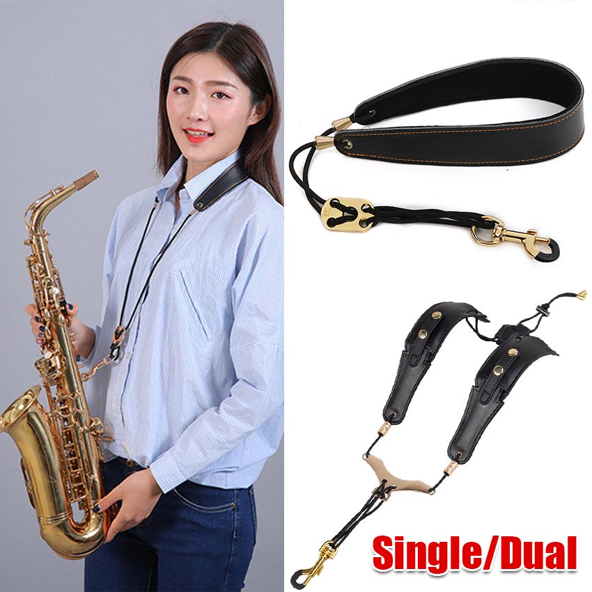 Jual Adjustable Saxophone Neck Strap Dual - Kulit Import - Neck strap ...
