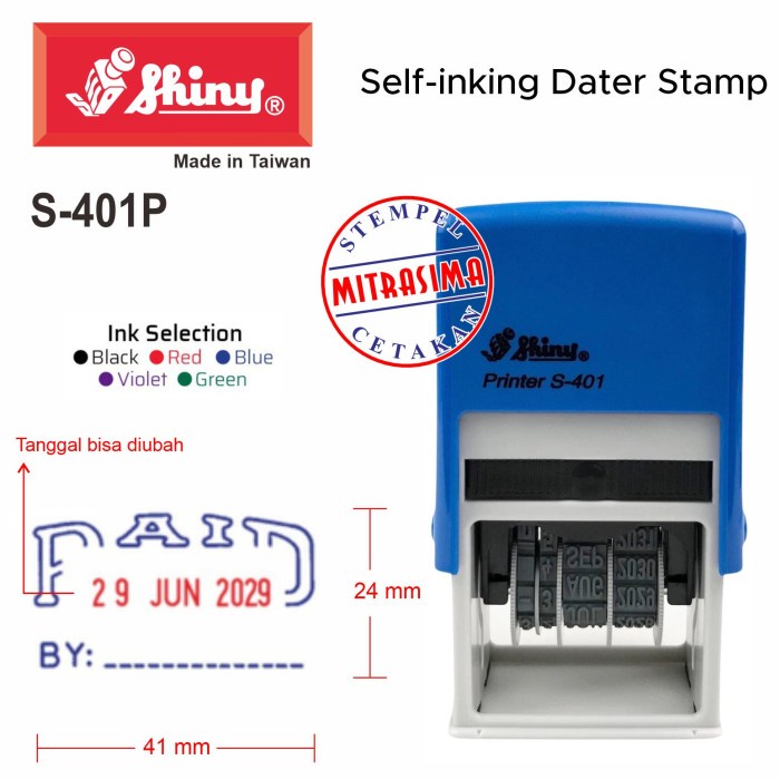 Jual Stempel Shiny S-401 P ( Paid dengan tanggal S401 Tipe S 401 ...
