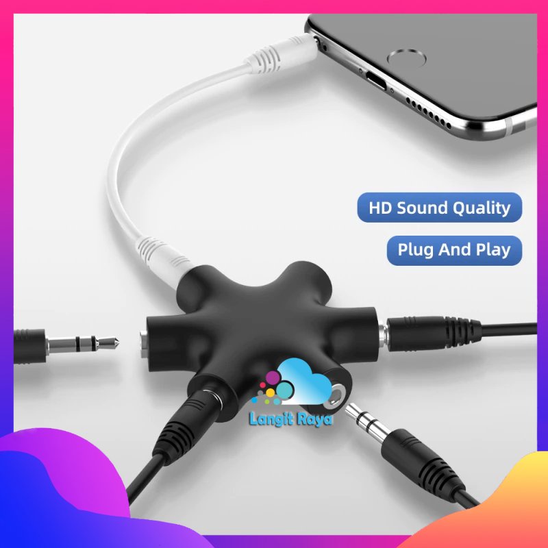 Jual AUX Hub 6 Jalur Cabang Paralel Audio Headset Speaker Earphone 3 ...