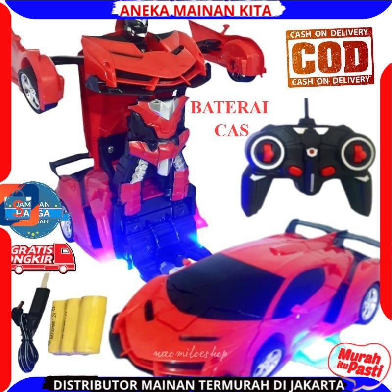 Jual Mainan Mobil Remote Control Mobil Sport Car Robot Transform 1:18 ...