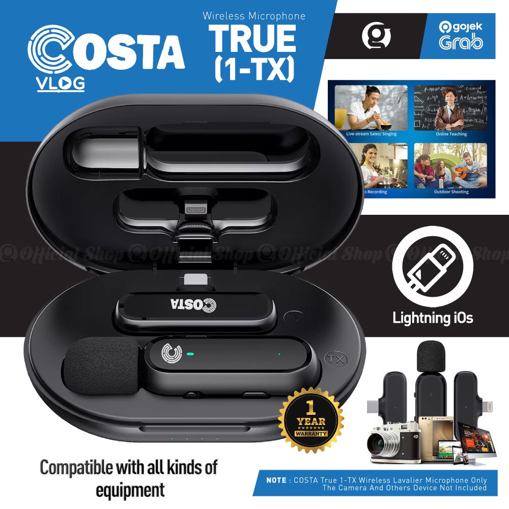 Jual COSTA True Wireless Mic Clip On (Mikrofon Plug Play Jepit Youtuber ...