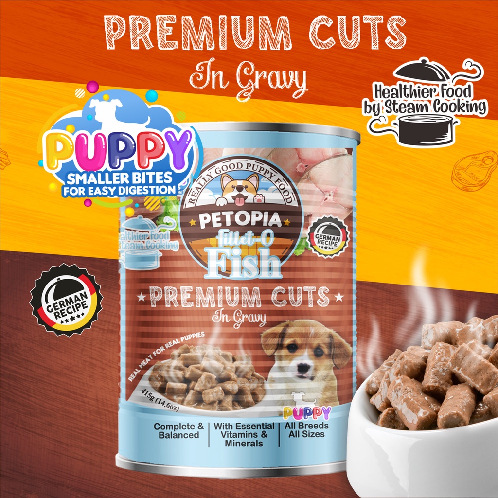 Jual PETOPIA Puppy Kaleng 415g - FILLET O-FISH | Shopee Indonesia