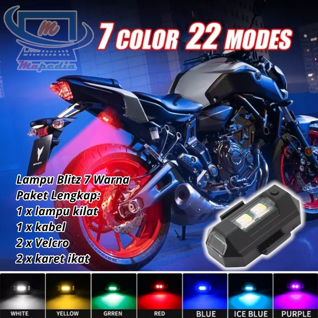 Jual Lampu Charge Tempel Kedip Strobo Blitz LED 7 Warna Motor Mobil ...
