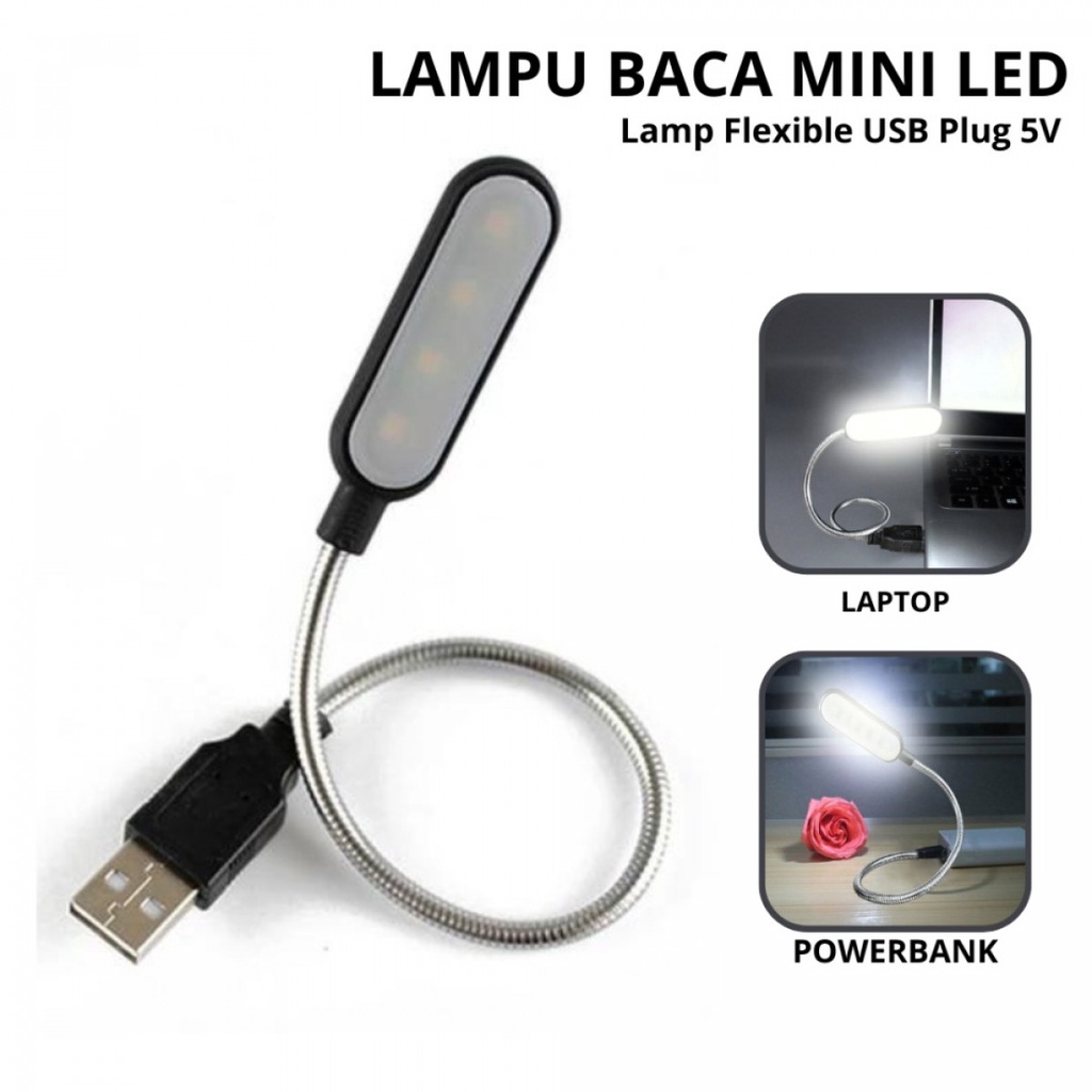 Jual lampu baca kecil LED fleksibel reading lamp USB Plug 5V | Shopee ...