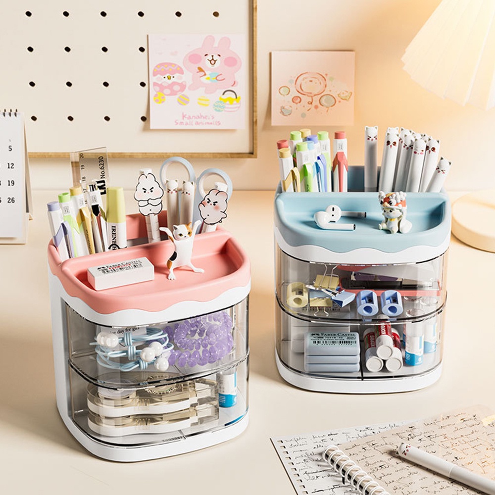 Jual Kotak Tempat Penyimpanan Alat Tulis Organizer Meja Laci 2 Tingkat ...