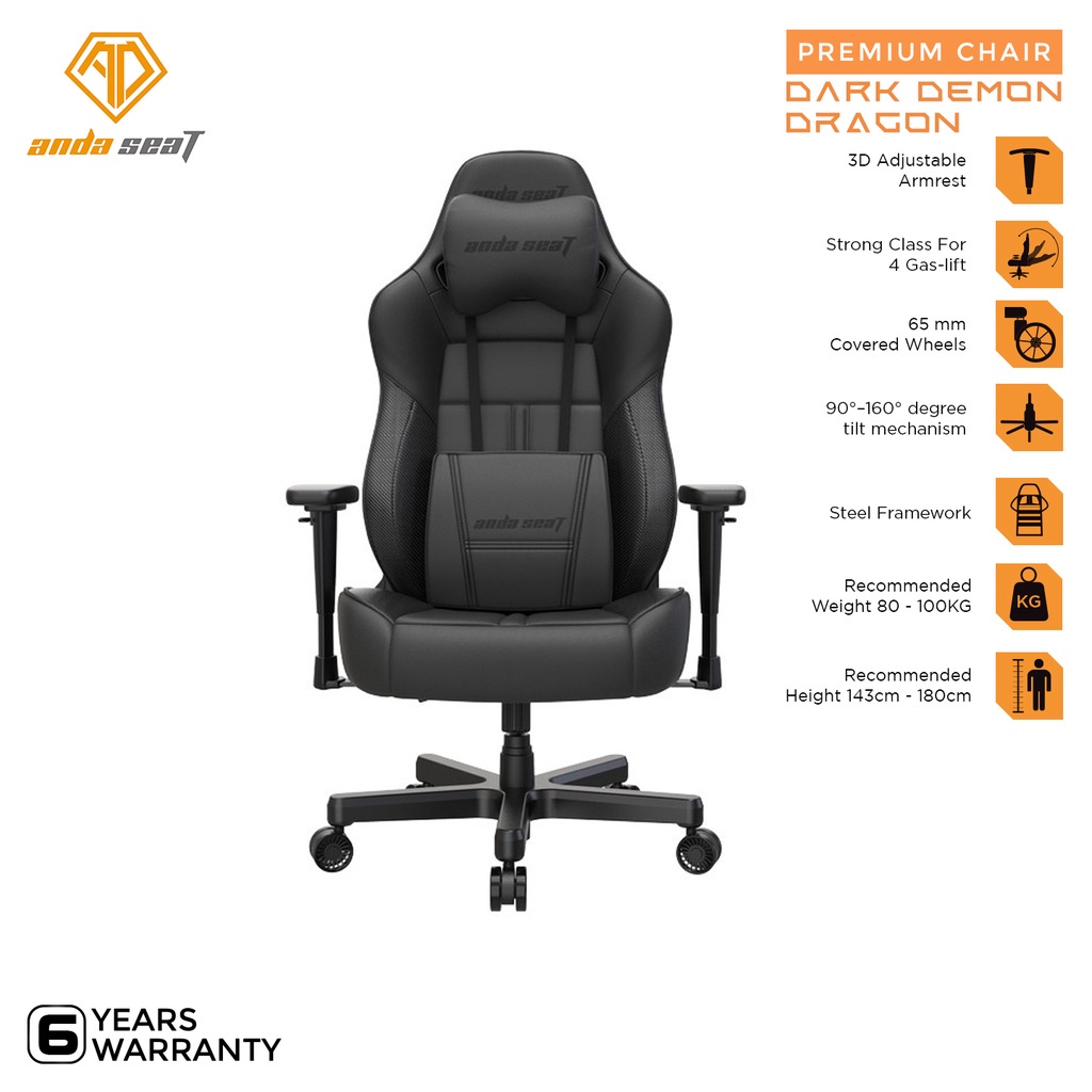 Jual ANDASEAT DARK DEMON DRAGON SERIES GAMING CHAIR - BLACK | Shopee ...