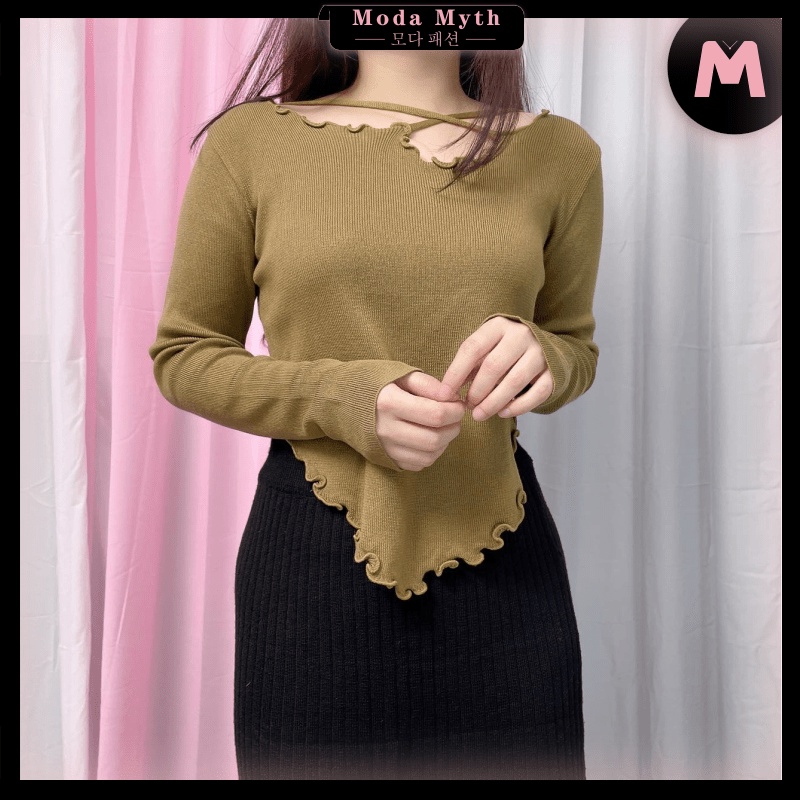 Jual MODAMYTH H32 - ATASAN WANITA SLIM FIT LENGAN PANJANG RIPPED KNIT RAJUT HALUS POLOS | Shopee ...