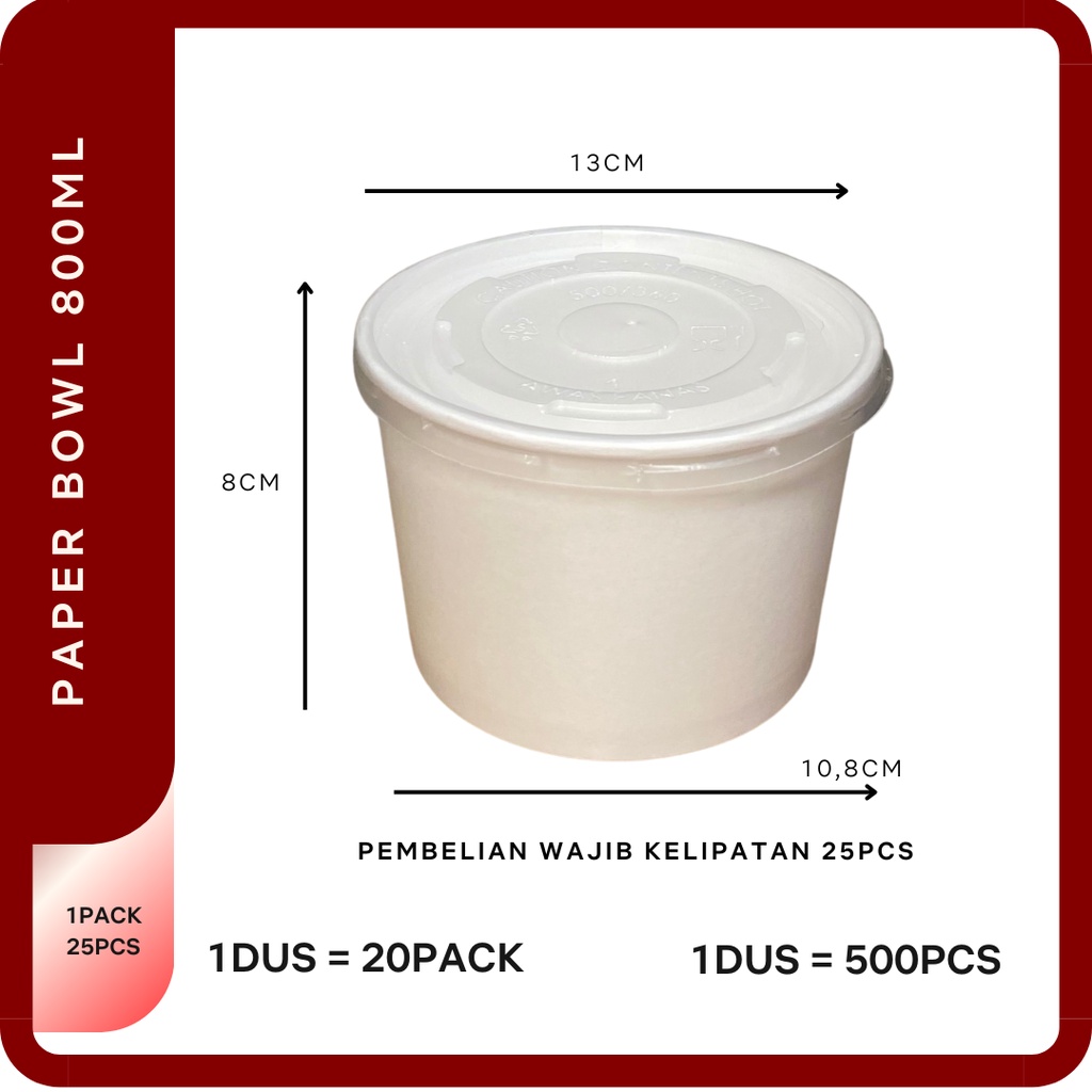 Jual Paper Bowl 360ml /500ml /650ml /800ml /Rice Bowl /Tempat Nasi/BOWL ...