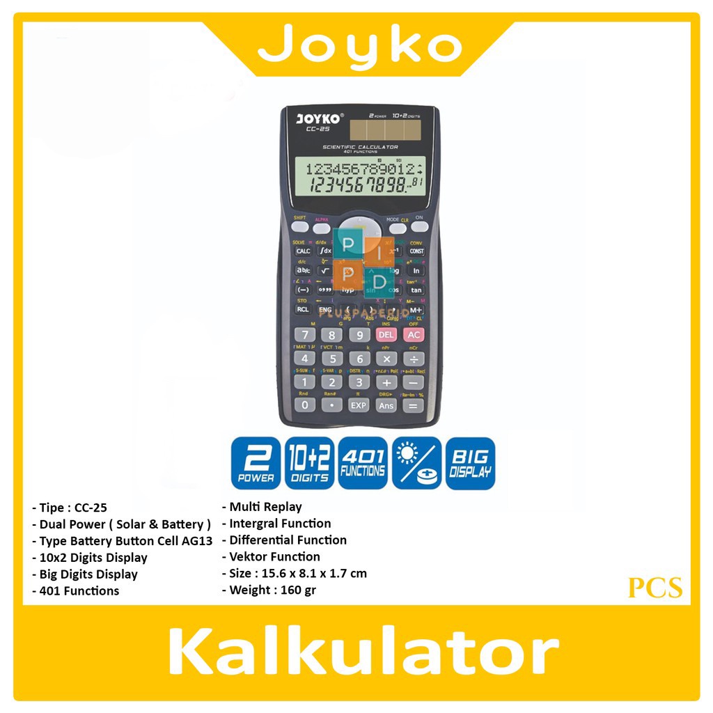 Jual JOYKO - Calculator CC-25 Scientific 401 Functions - Pcs | Shopee ...