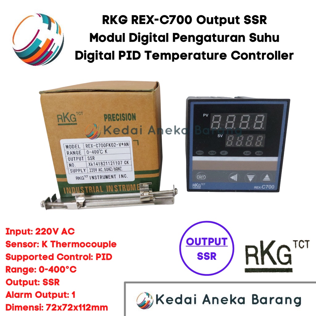 Jual PID Rex RKG C700 Rex-C700 Output SSR 220V AC 0-400C 400C Module Modul Digital Temperature ...
