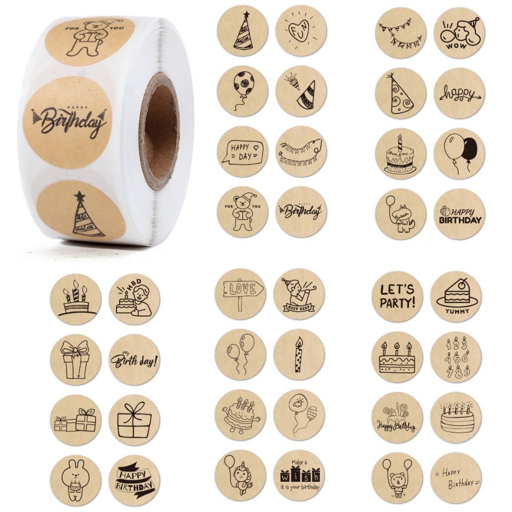 Jual Stiker Sticker Roll 500pcs Ucapan Ultah Ulang Tahun Happy Birthday ...