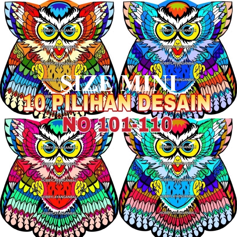 Jual kain layangan celepuk bali ukuran mini lebar 80 cm 10 gambar cetak ...