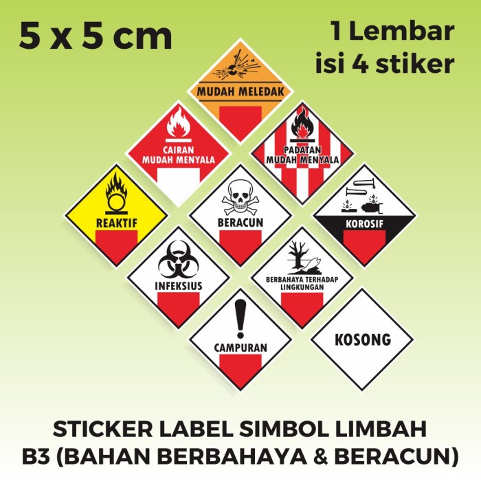 Jual Sticker Simbol Limbah B3 Stiker Label Bahan Berbahaya & Beracun 5 ...