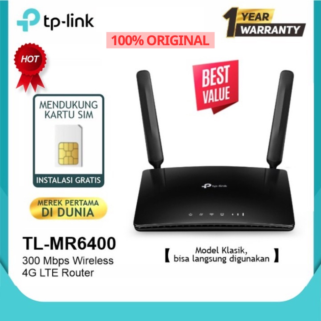 Jual TP-Link TL-MR6400 300Mbps Wifi N 4G LTE Router build-in 4G LTE ...