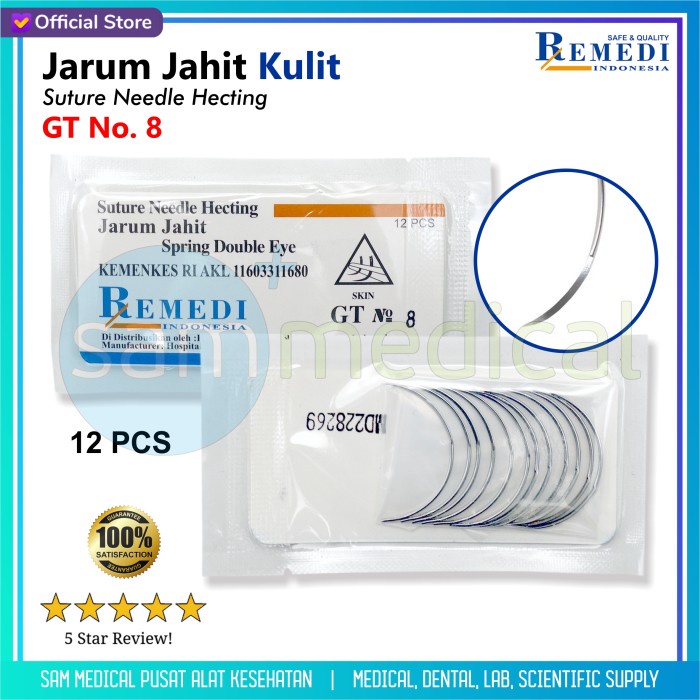 Jual Remedi Jarum Jahit KULIT / Suture Needle Hecting Skin isi 12pcs ...