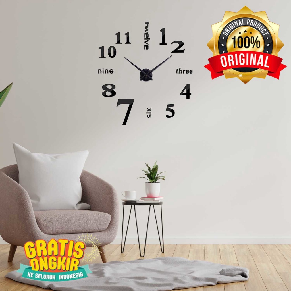 Jual Jam Dinding DIY Giant Wall Clock 50-60cm Model English Word - DIY ...