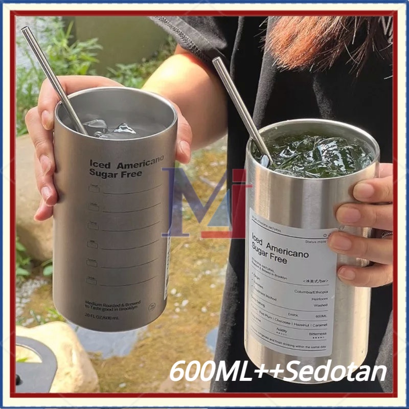 Jual 【Ready Stock】600ml Botol Minum Stainless Steel/600ml Sedotan ...