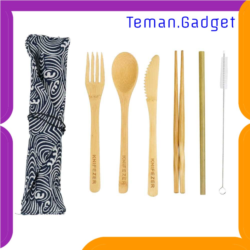 Jual TG - DPR KNIFEZER Set Alat Makan Perlengkapan Sendok Garpu Pisau Sumpit Bambu - EA02510 ...