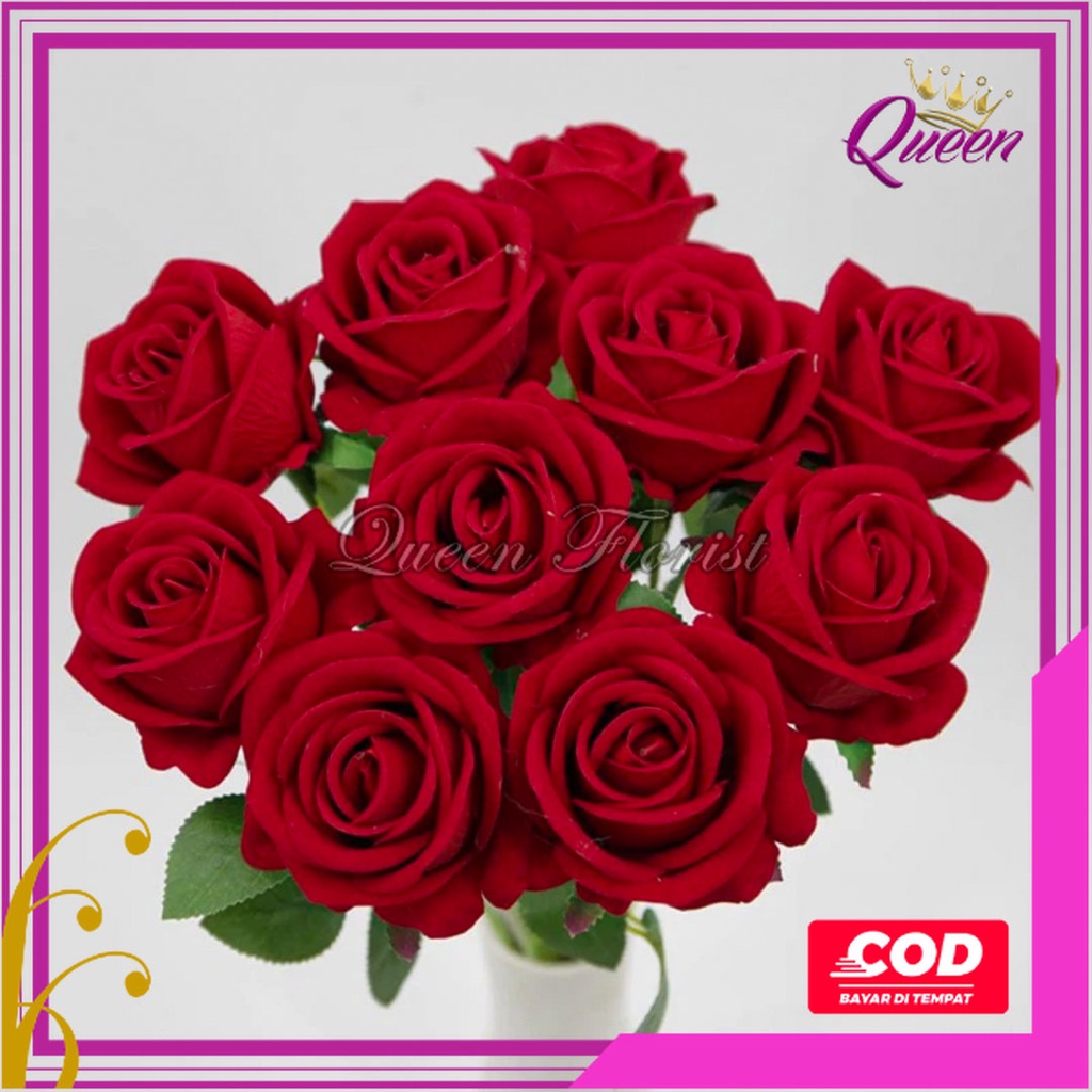 Jual Rose Bludru Bunga Mawar Panjang Tangkai 50cm Imitasi kain ...