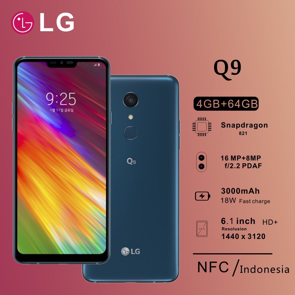 Jual Hp LG Q9-NFC-6.1 inch-type-c 4GB+64GB -garansi-16MP+8MP handphone LG murah | Shopee Indonesia
