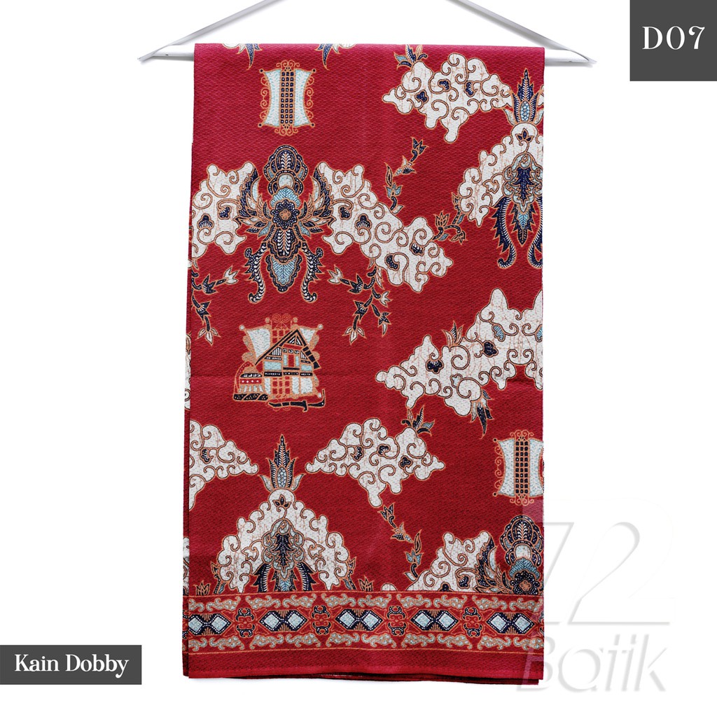 Jual KAIN BATIK PREMIUM Dobby Motif Rumah Adat Warna Merah Abang Putih ...
