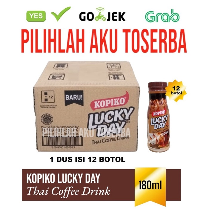 Jual KOPIKO LUCKY DAY Thai Coffee Drink 180 ml - ( 1 DUS isi 12 botol ...