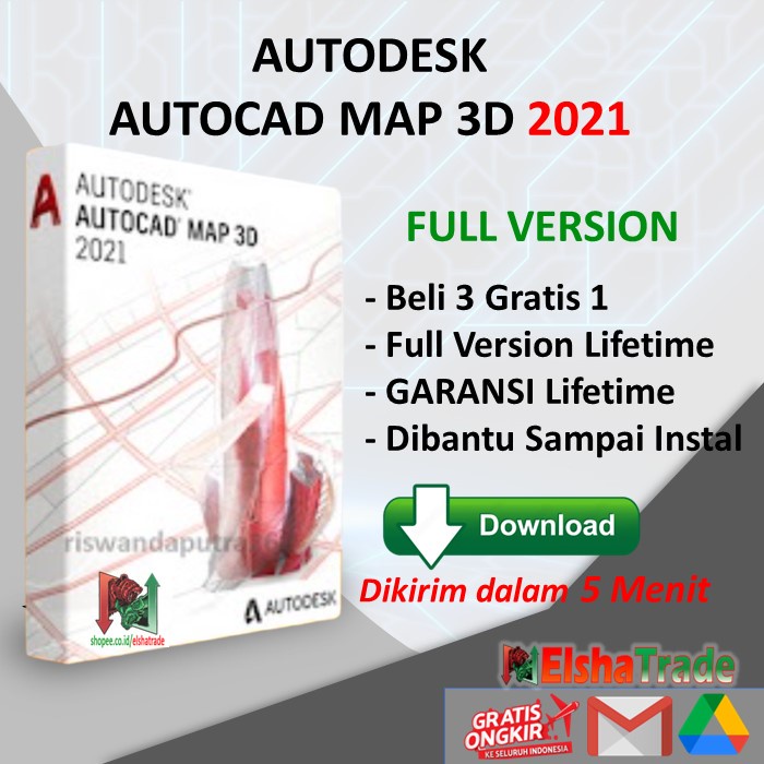 Jual SOFTWARE KOMPUTER ️ AUTO CAD MAP 3D 2021 AUTO CAD MAP FULL VERSION ...