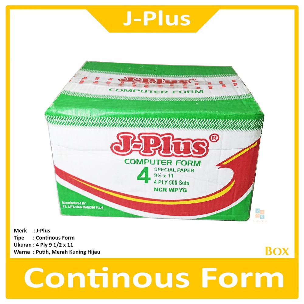 Jual J-PLUS - Continous Form 4 Ply 9 1/2 x 11 Ncr Kertas Komputer - Box ...