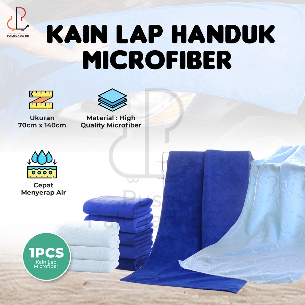 Jual Kain Lap Handuk Microfiber BESAR 70cm x 140cm Quick Dry Cuci Lap ...