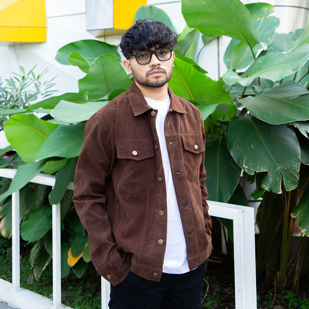 Jual Fargo Jacket Suede Casual Pria Brown | Shopee Indonesia