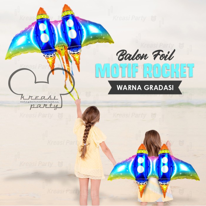 Jual Balon Foil Sayap Rocket Gradasi / Balon Roket Jumbo Karakter ...