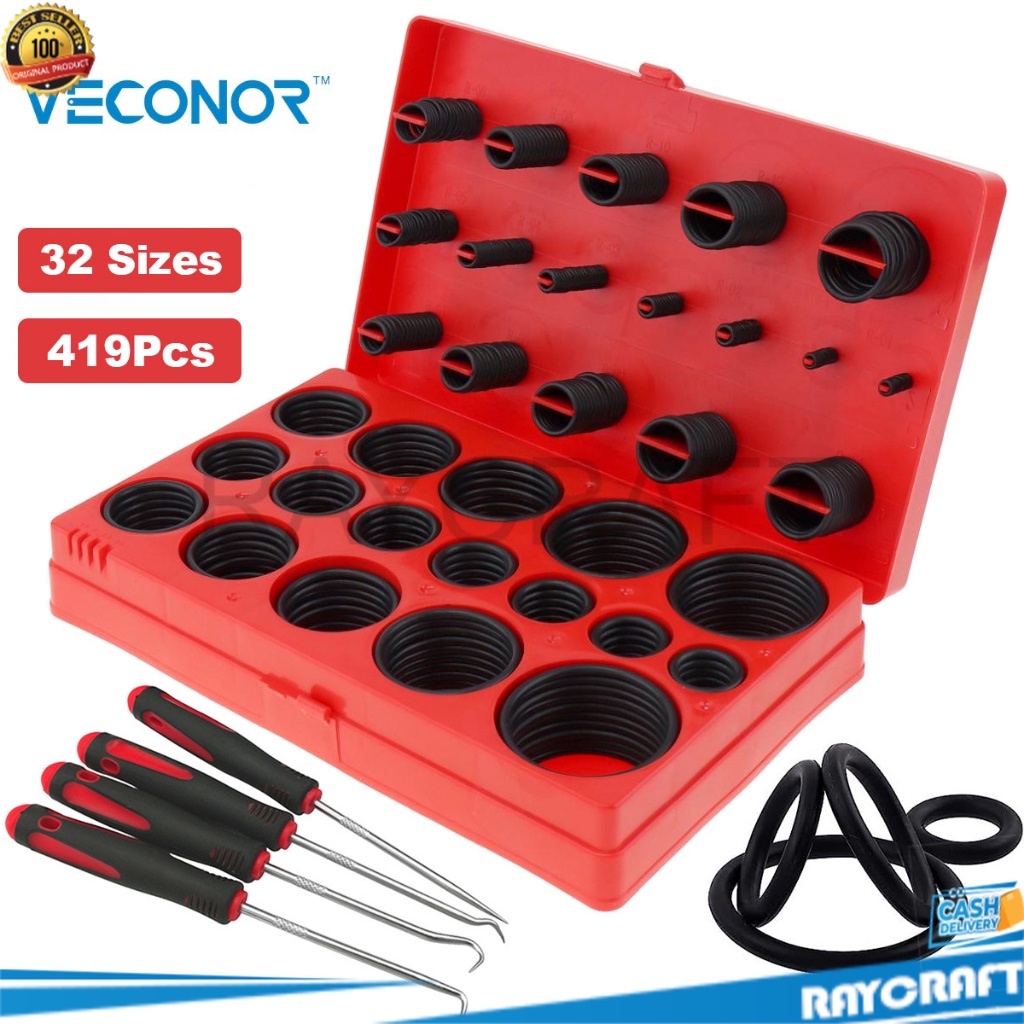 Jual VECONOR Karet Rubber O Ring Universal Seal Tightening 419 PCS - J200 - Red Assorted Rubber ...
