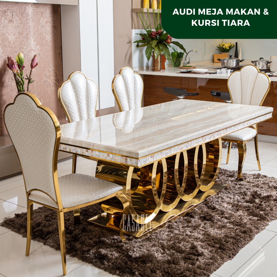 Jual Meja Makan Luxury Dining Table CASABEL Audi 200x100x75cm | Shopee ...
