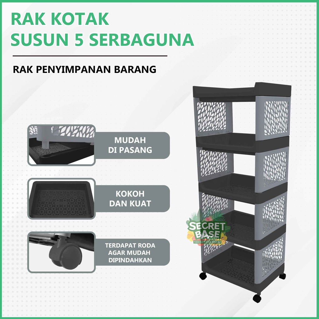 Jual RAK KOTAK 5 SUSUN + RODA - Rak Serbaguna / Rak Portable / Rak ...