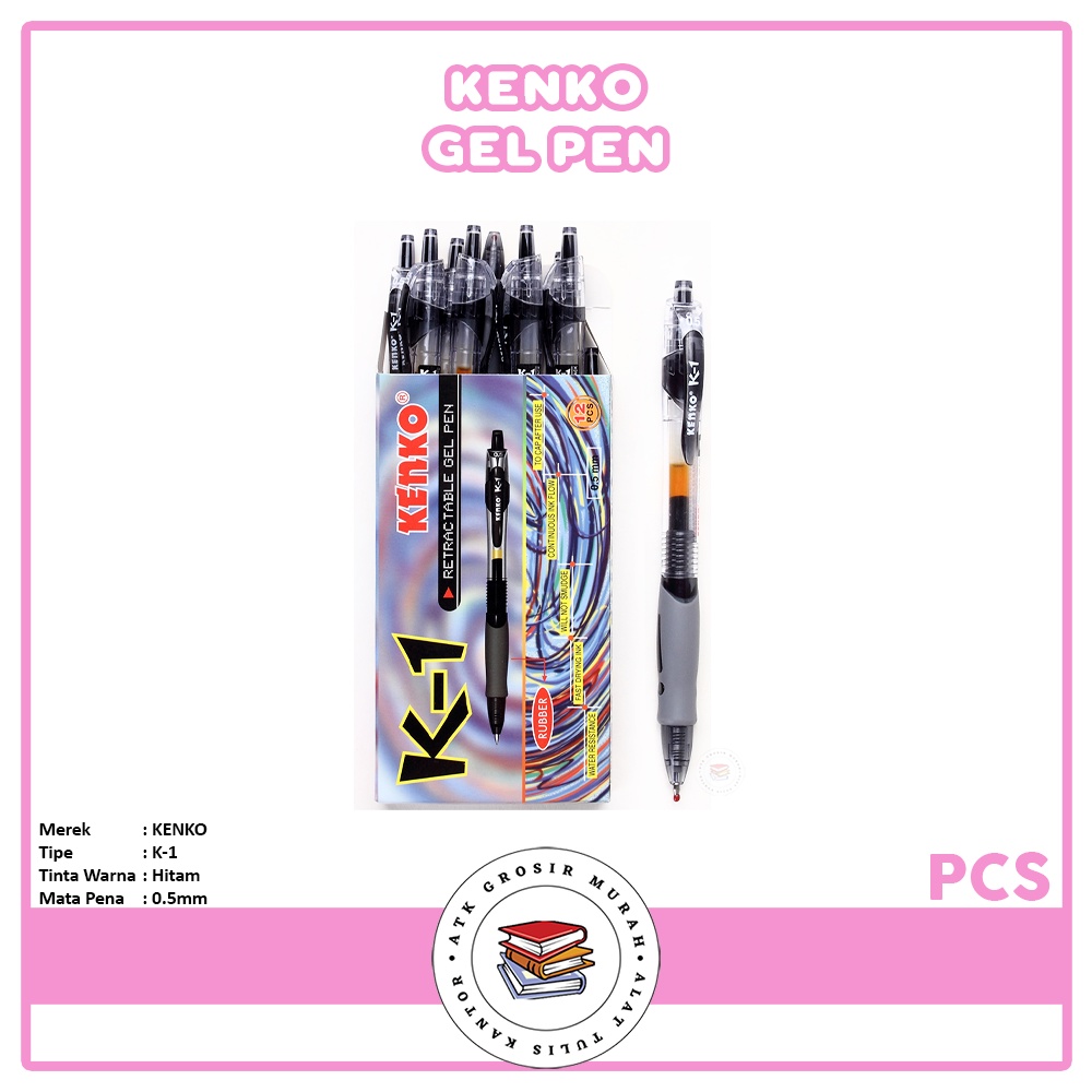 Jual KENKO - Pulpen Jel Pen Gel Pen K1 dan K1 ECO Black - Pcs | Shopee ...