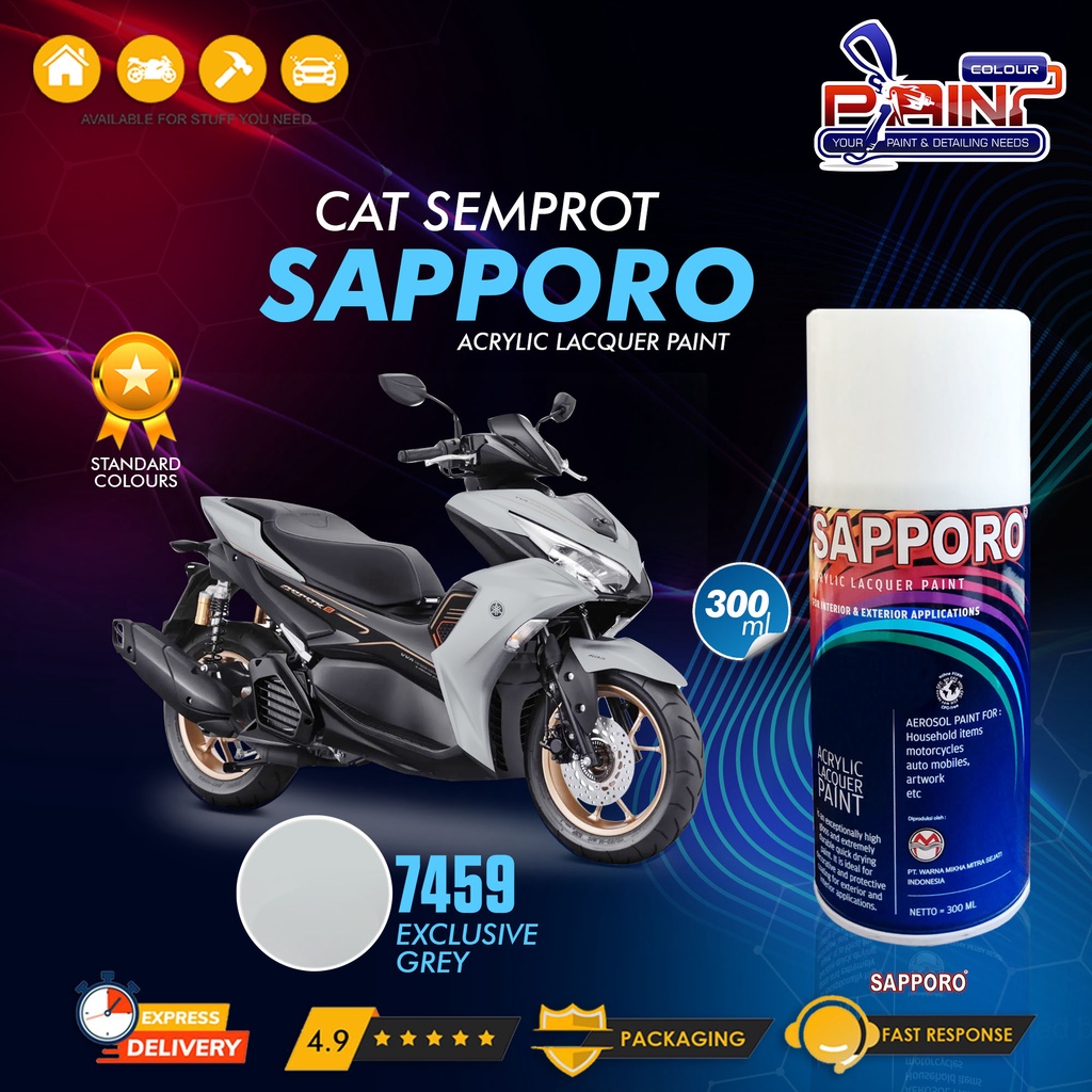 Jual Cat Semprot SAPPORO Paint - 7459 Exclusive Grey Helm/Motor/Gundam ...