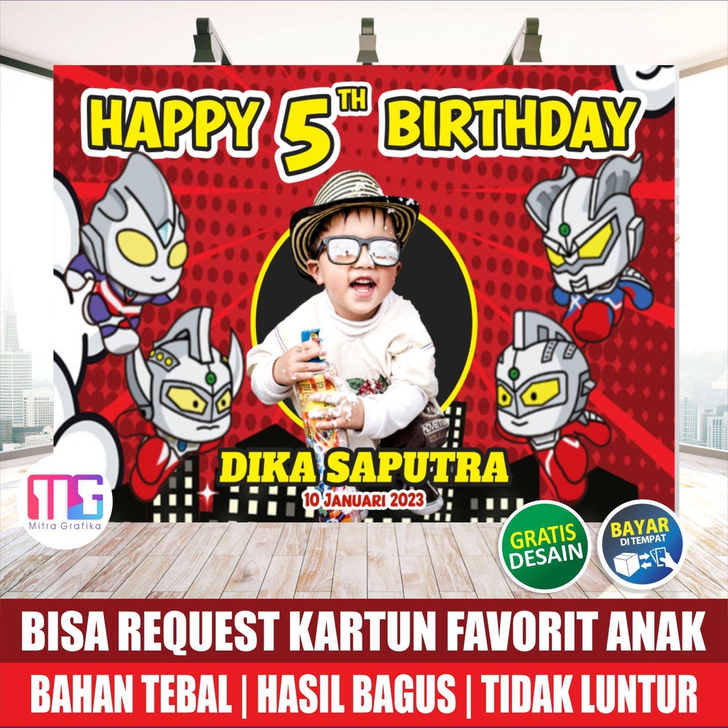 Jual Cetak Spanduk ultah anak tema ultramen / banner ulang tahun anak ...