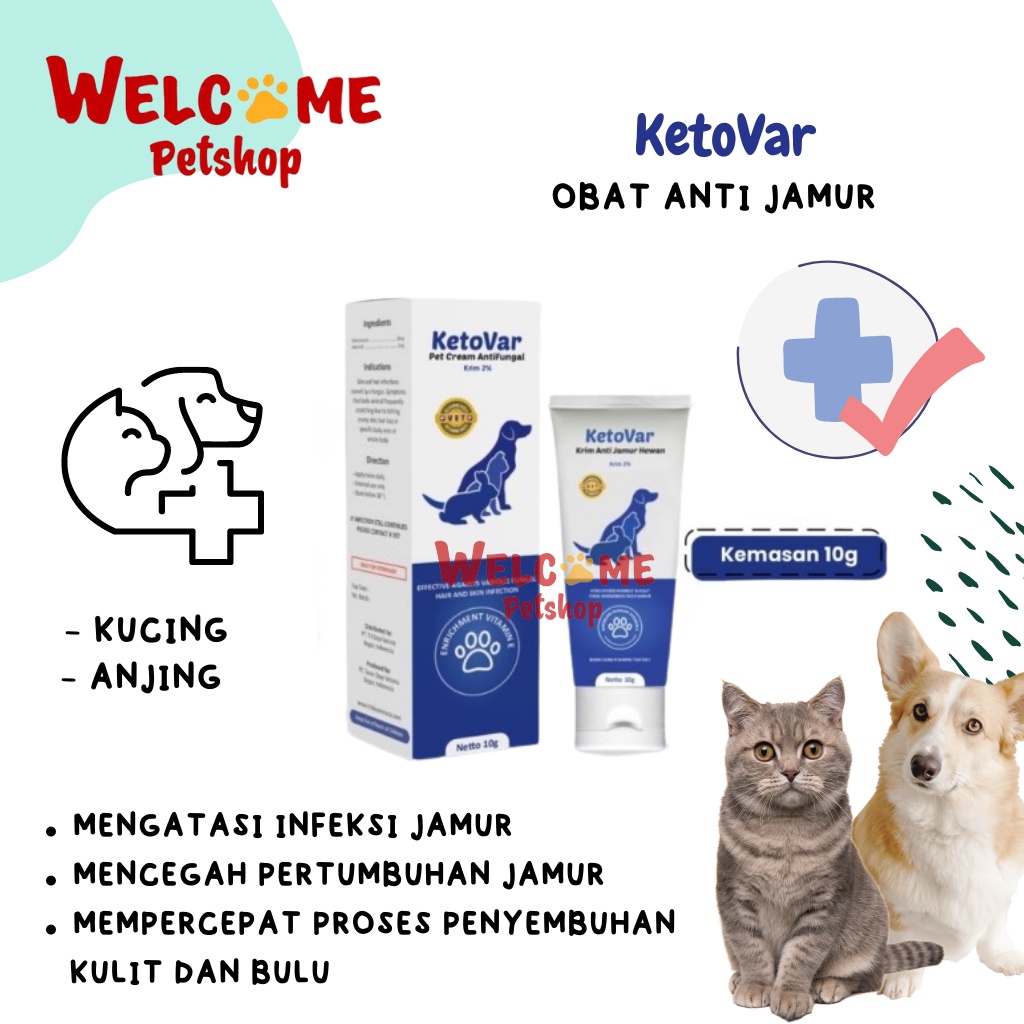 Jual Ketovar Obat Jamur Kucing Anjing Salep Krim 10g KetoVar | Shopee ...