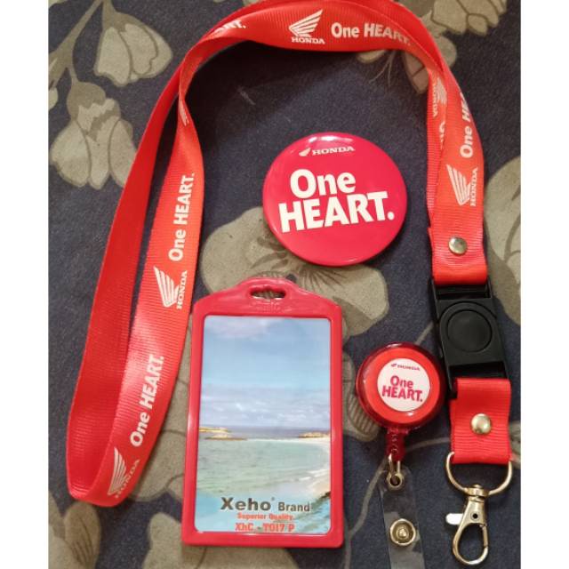 Jual paket lengkap Tali id card Honda ( one heart ) ecer dan grosir ...