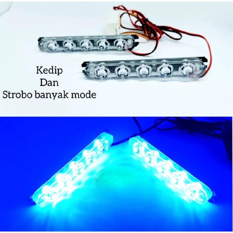 Jual Lampu motor DRL kedip blitz LED 2 mode 4 5 6 mata blue universal motor | Shopee Indonesia