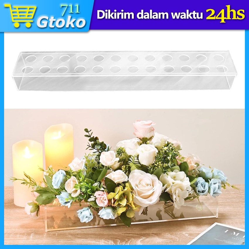 Jual Vas Bunga Akrilik Persegi Panjang Flower Vase Clear Acrylic ...