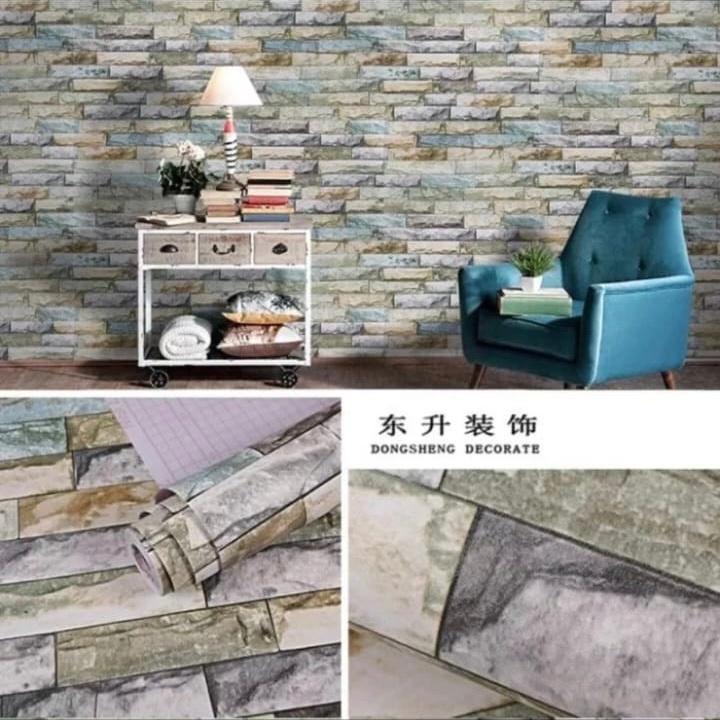 Jual WALLPAPER STICKER BATU BATA DAN ALAM NATURE ukuran 45 CM x 10 M ...
