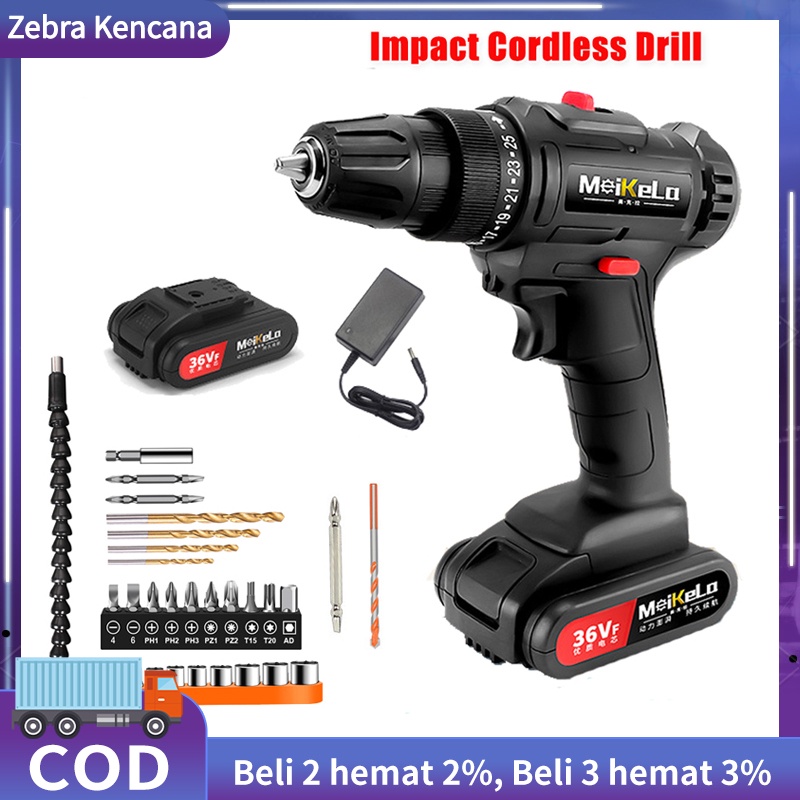 Jual Mesin bor baterai cas komplit 36VF bor impact 10mm mesin bor ...