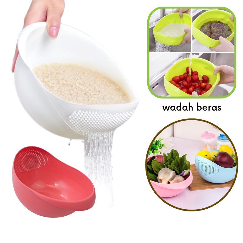 Jual ADK - E206-Wadah Cuci Beras Saringan / Baskom Pencuci Buah Sayur ...