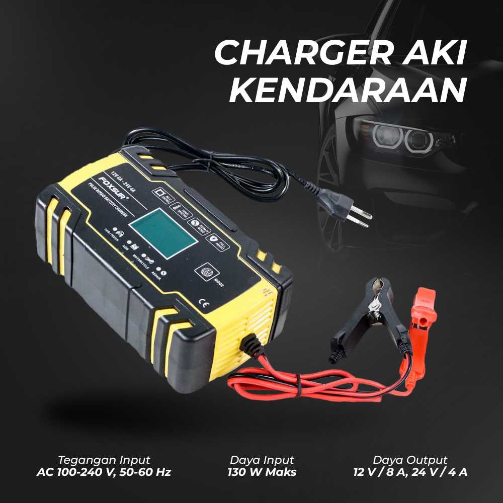 Jual Charger Aki Mobil Motor 130W 12/24V 150Ah with LCD | Shopee Indonesia