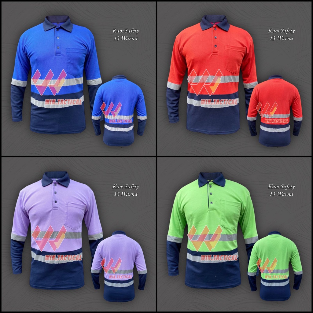 Jual Kaos Polo kerah panjang safety Kombinasi baju bengkel kaos ...
