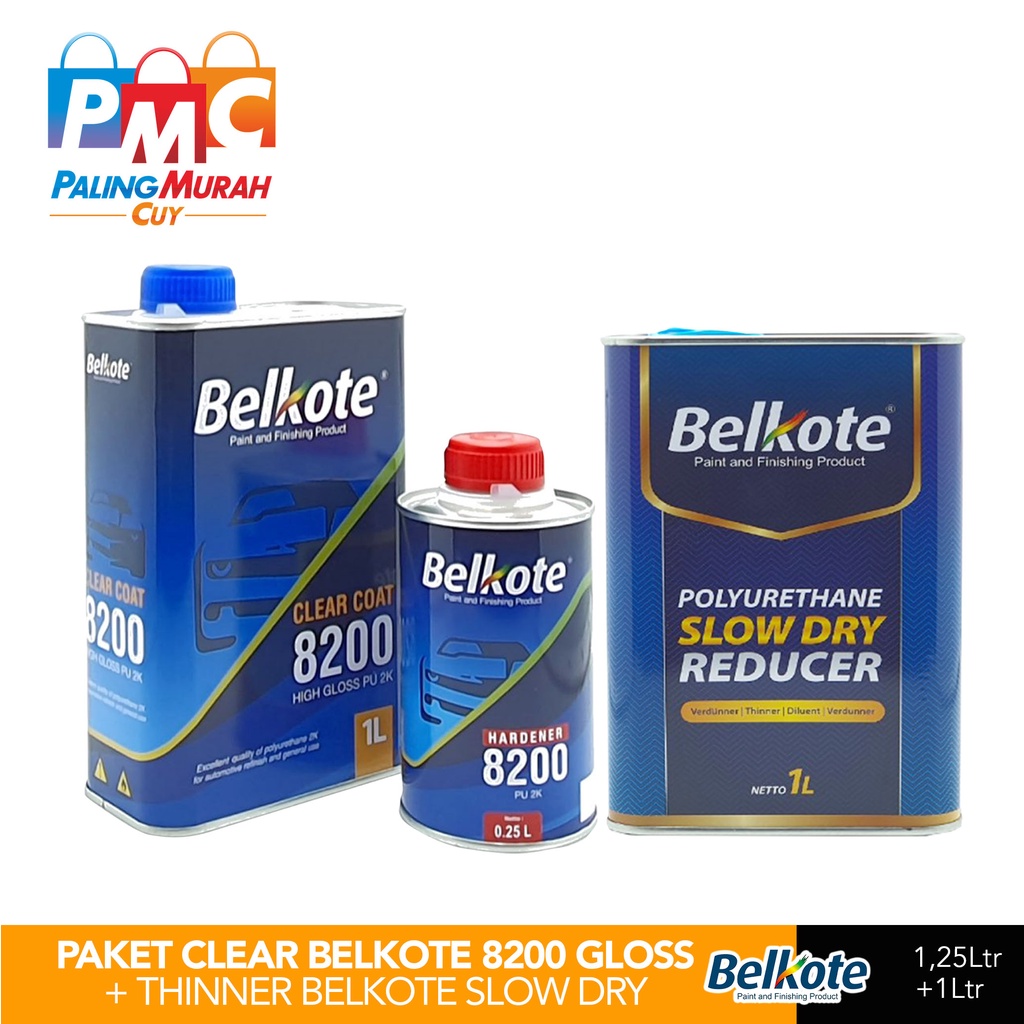 Jual PAKET CLEAR BELKOTE 8200 Gloss 1,25L + Thinner Belkote Slow Dry ...