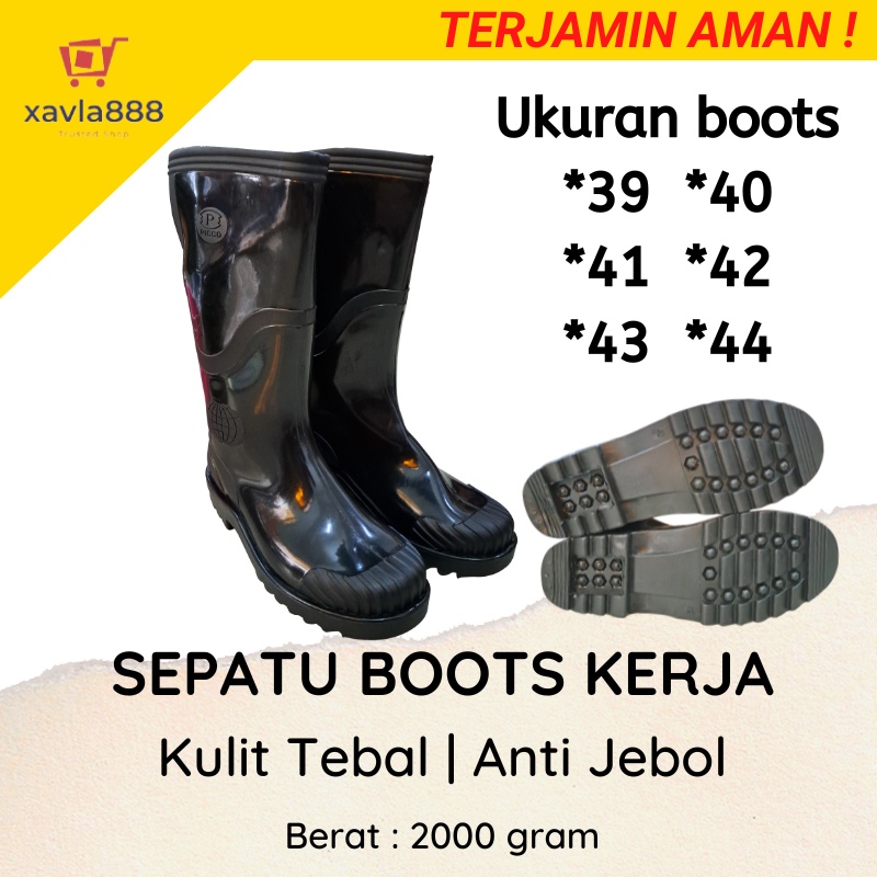 Jual Sepatu Boots Pria / Sepatu Boots Hitam Mengkilap Anti Jebol ...
