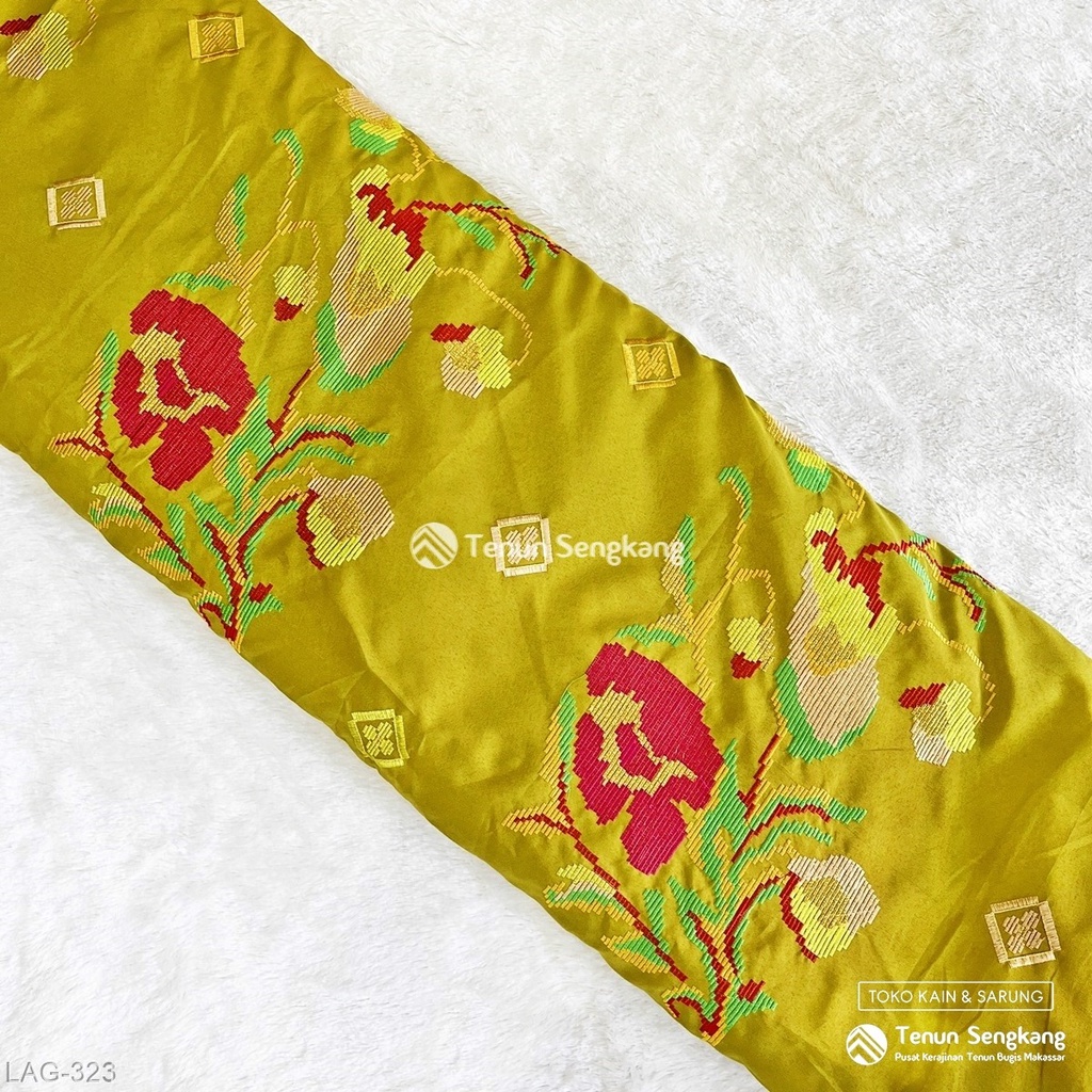 Jual Kain Tenun Sulam Motif Bunga Lagosi Bahan Tenun Sutra Bugis ...